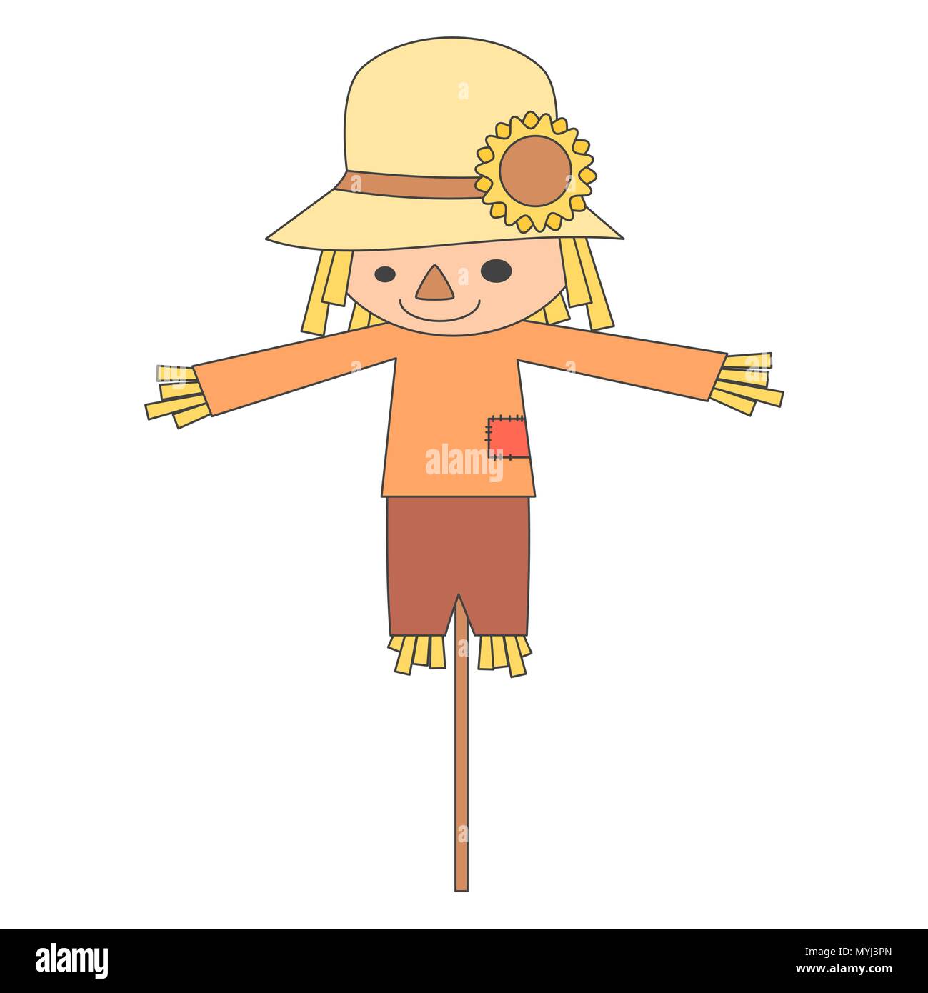 Cute cartoon épouvantail isolé sur fond blanc vector illustration Image ...