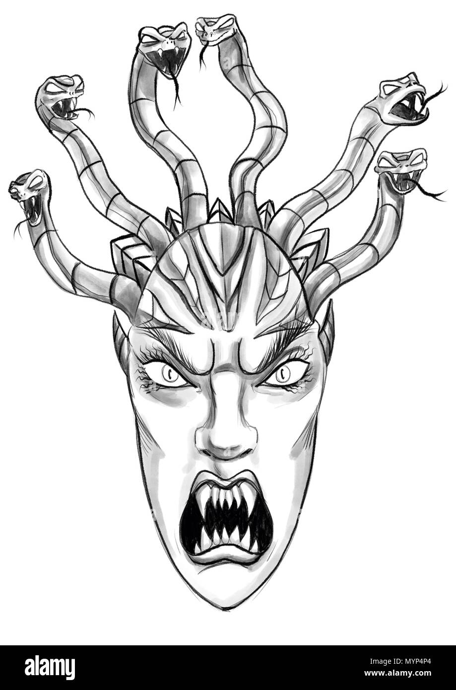Gorgone mythologie grecque antique Banque d'images noir et blanc - Alamy