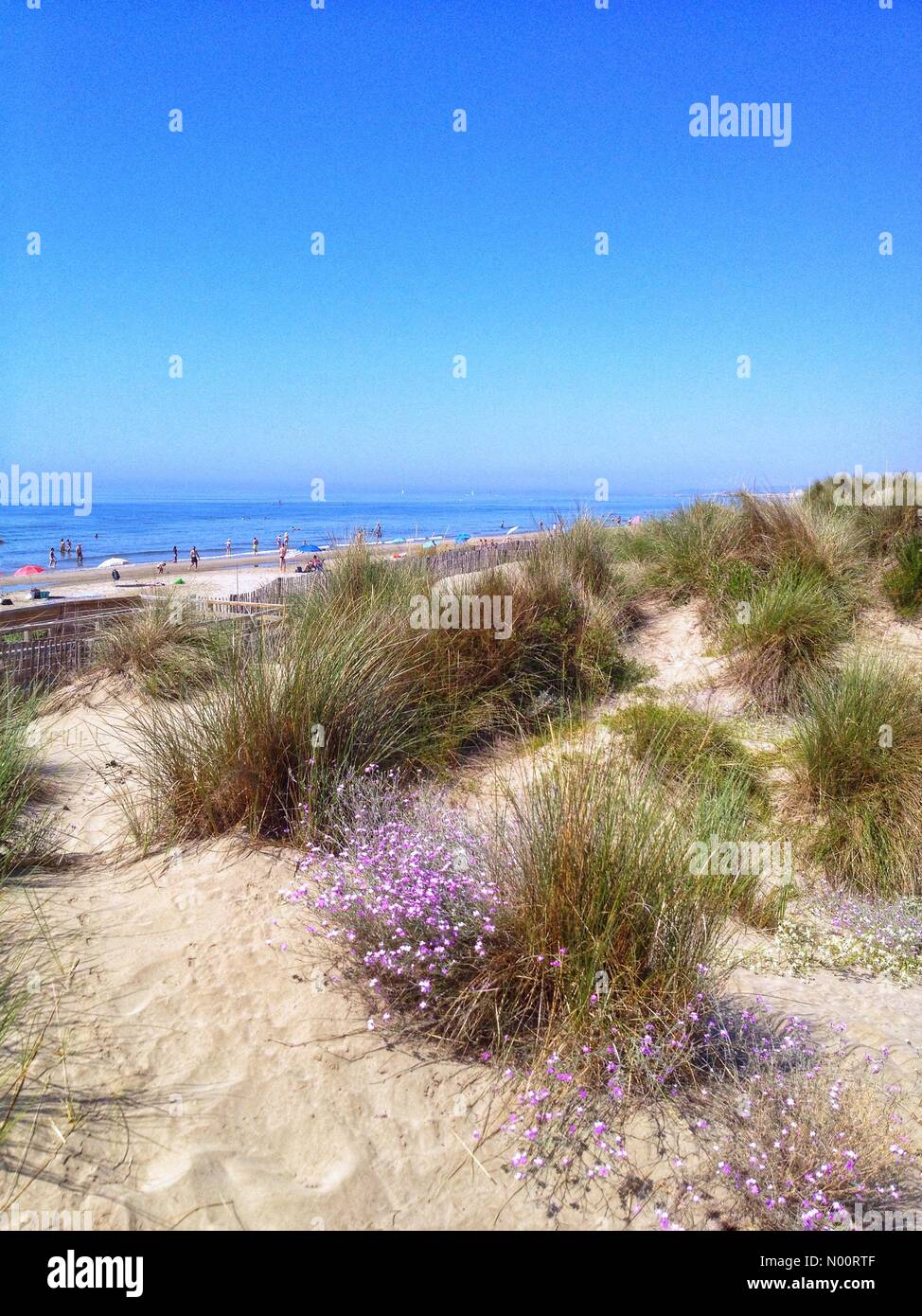 Paysage de la plage de Carnon par un samedi ensoleillé, Mauguio Carnon ...