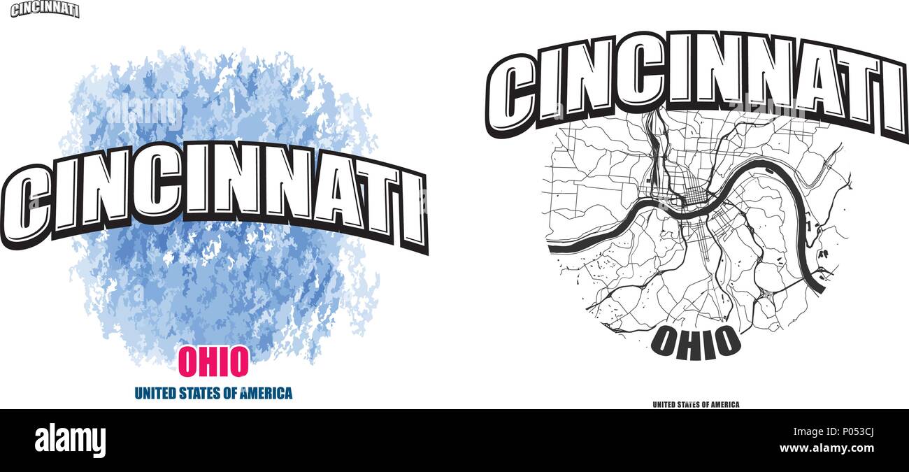 Cincinnati, Ohio, logo design. Deux en un avec le logo vector art ...