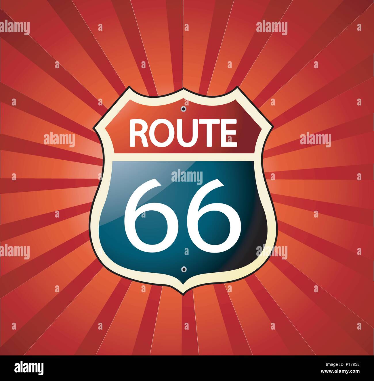 Panneau routier route 66 Banque d'images vectorielles - Alamy