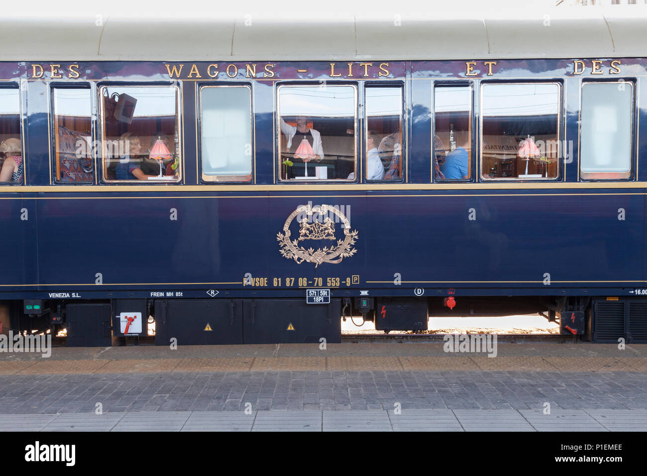 Venice Simplon Orient Express train de luxe à Venise, de la gare Santa Lucia, l'Italie avec les ...