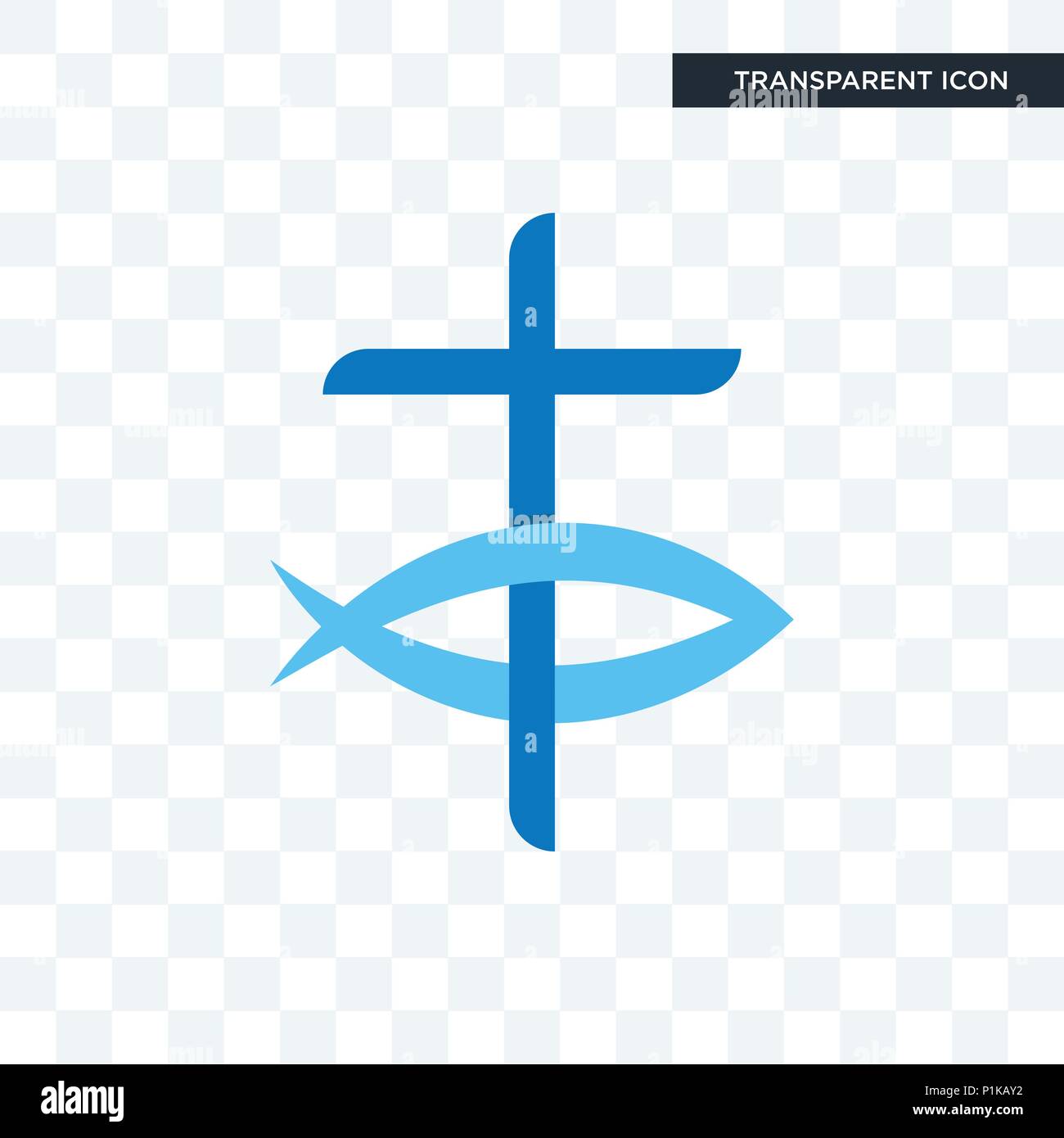 Icône vecteur poisson chrétien isolé sur fond transparent, Christian ...