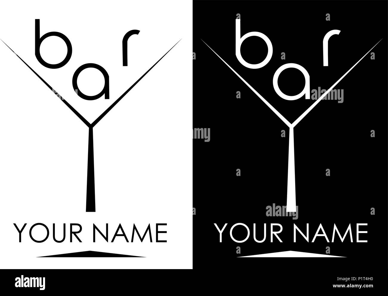 Cocktail bar logo Banque d'images noir et blanc - Alamy