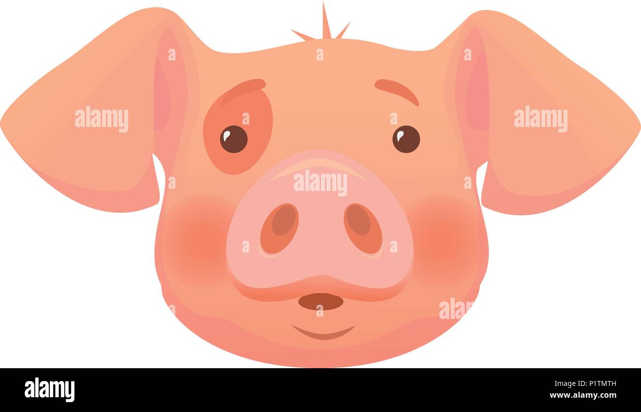 Cute pig cartoon. Tête de porc isolé. Vector illustration Image ...