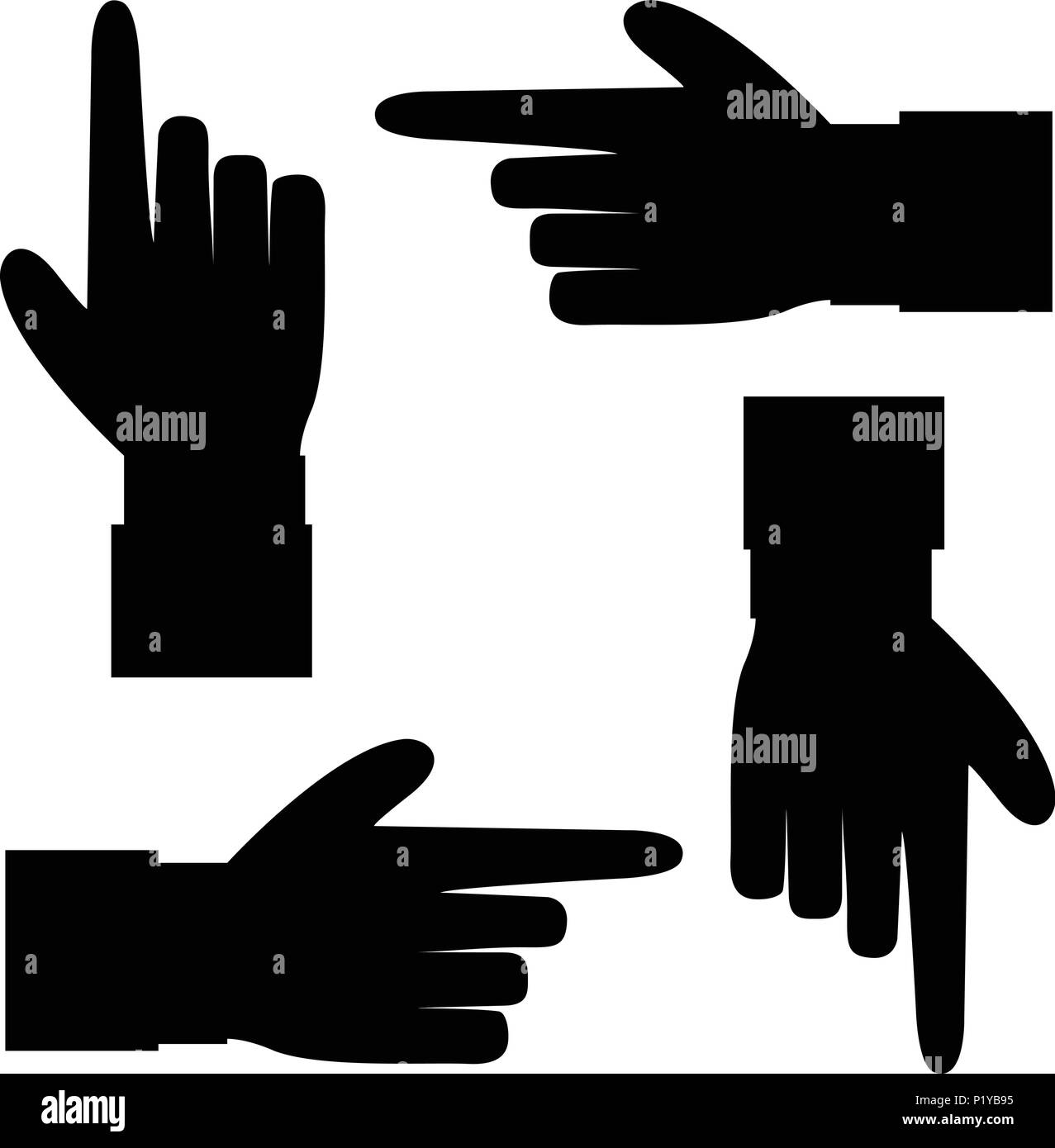 Silhouette noire de pair avec ou pointant dans des directions ...