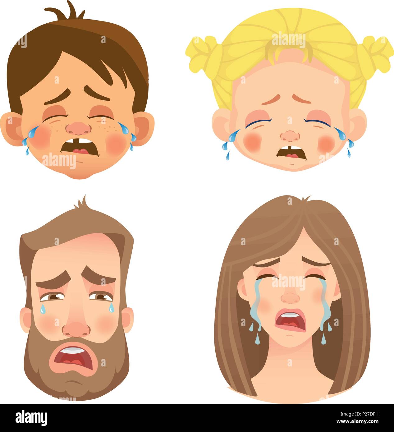 Émotions de visage humain. Ensemble de visages humains exprimant des ...