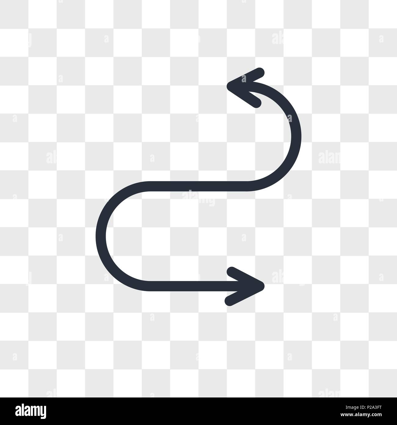 Flèche courbe icône vecteur isolé sur fond transparent, flèche courbe ...