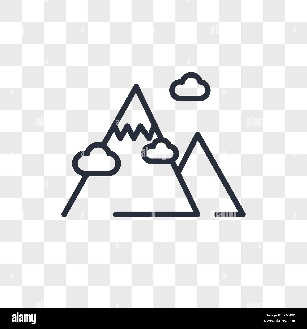 Icône vecteur de montagne isolé sur fond transparent, Mountain concept ...