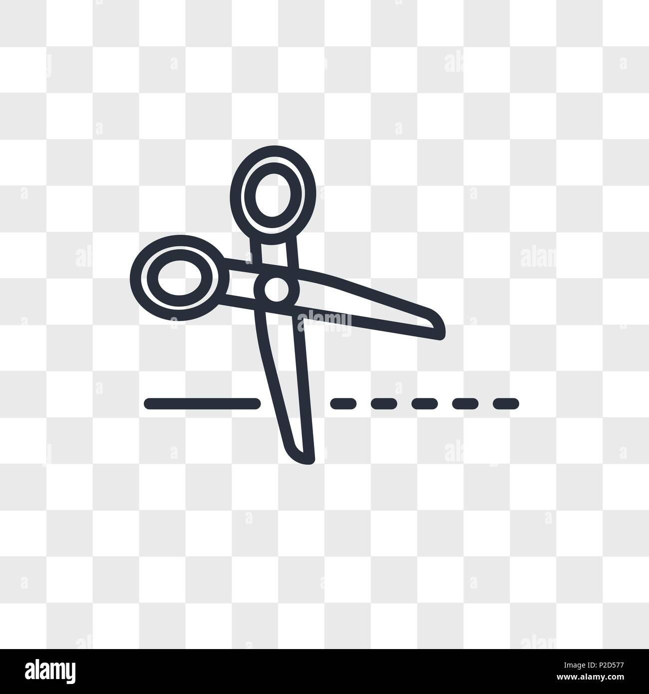 Couper ici icône vecteur isolé sur fond transparent, cut here logo ...