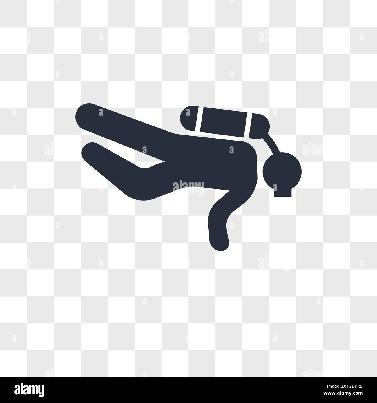 Icône vecteur plongeur isolé sur fond transparent, concept logo Diver ...