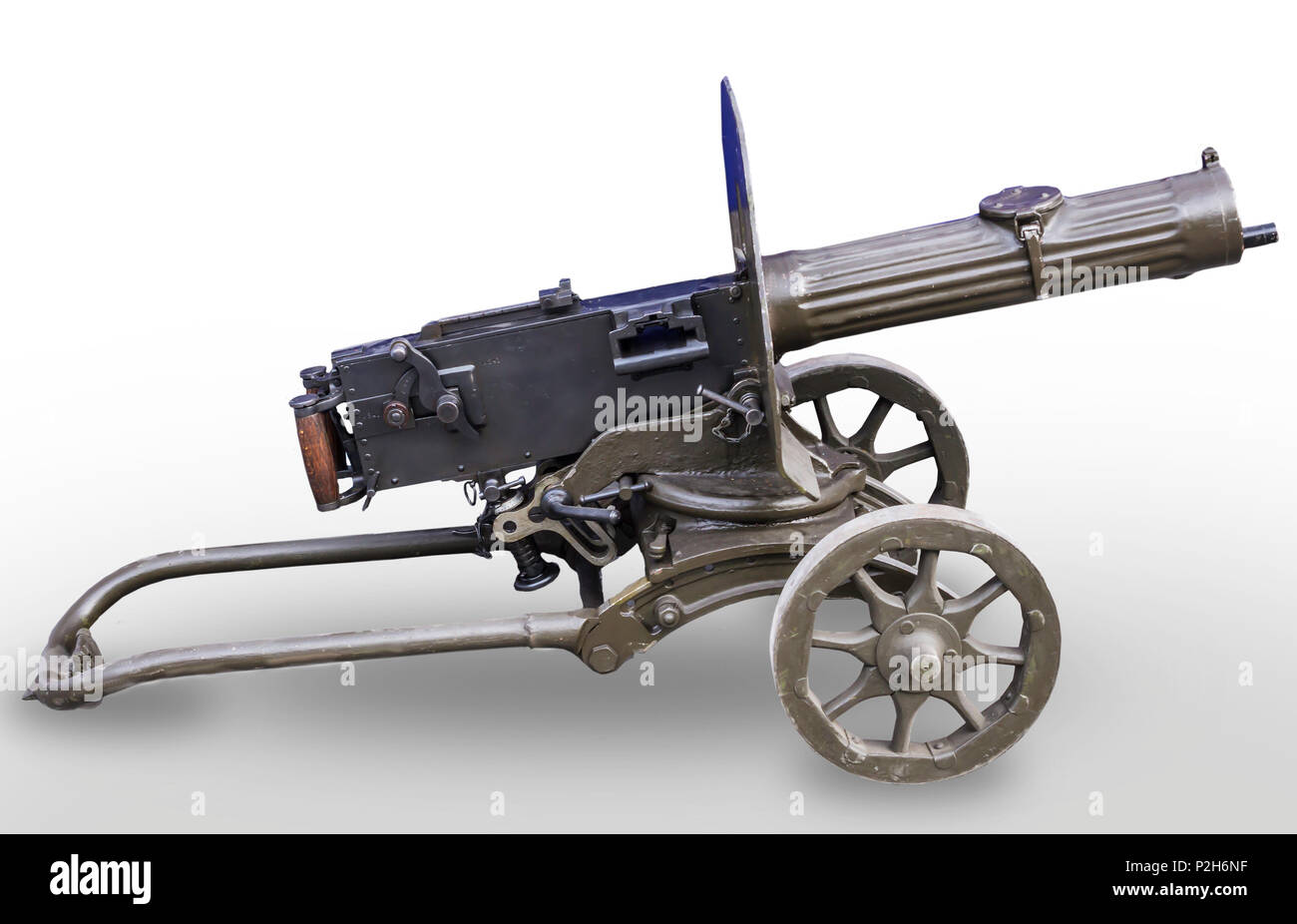 L'ancien modèle 1910 mitrailleuse Maxim. Image isolé sur fond blanc ...
