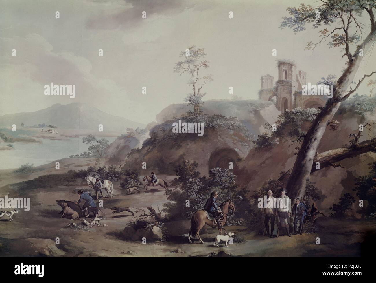 EL REY CARLOS IV Y GODOY DE CACERIA - SIGLO XIX. Auteur : Zacarías ...