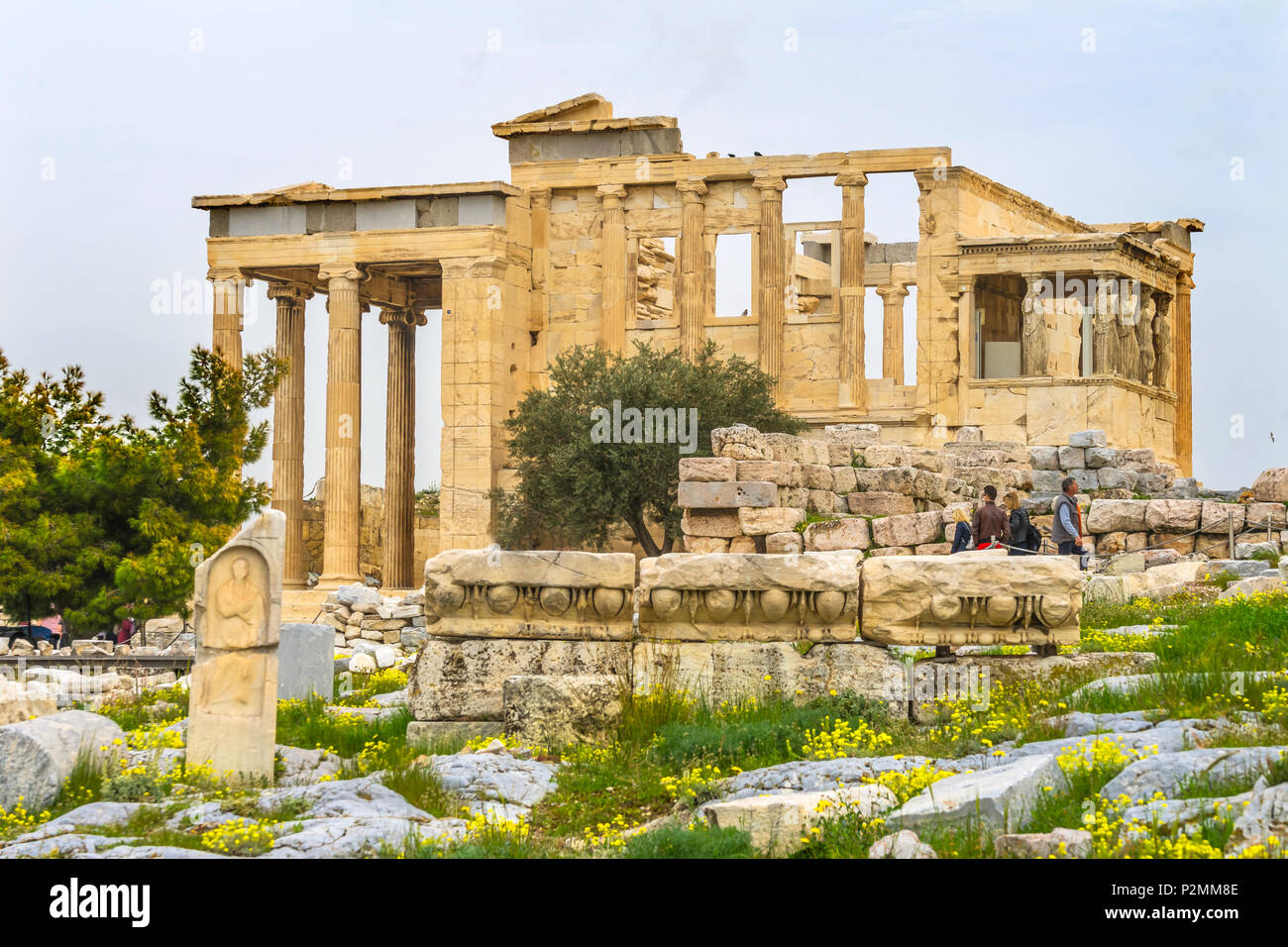 Monument ancien porche Temple Ruines Cariatides de Erechtheion Acropole ...