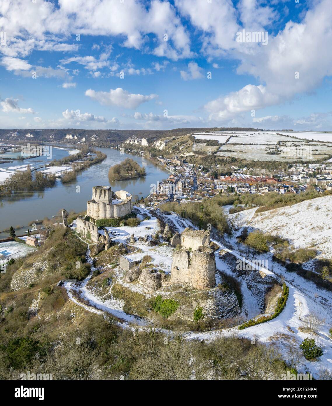 La France, l'Eure, Les Andelys, Château-Gaillard, forteresse du 12ème siècle construit par ...