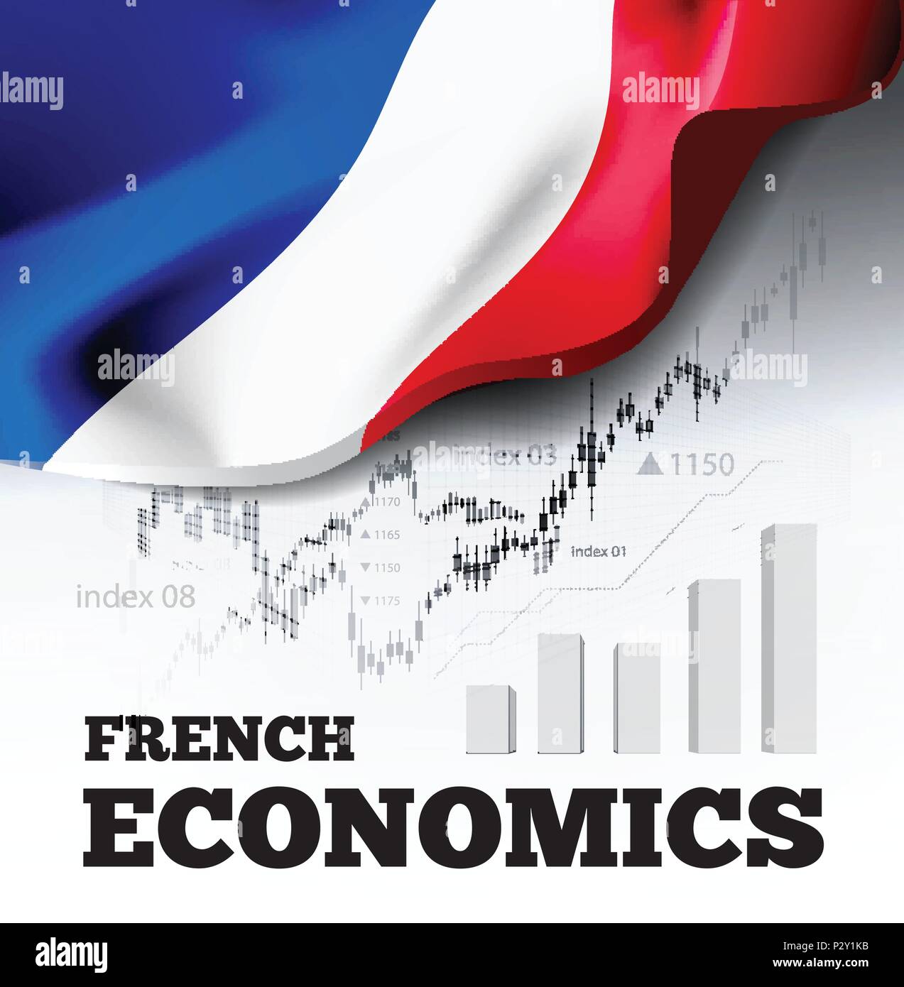 Illustration vecteur de l'économie française la france avec un drapeau ...