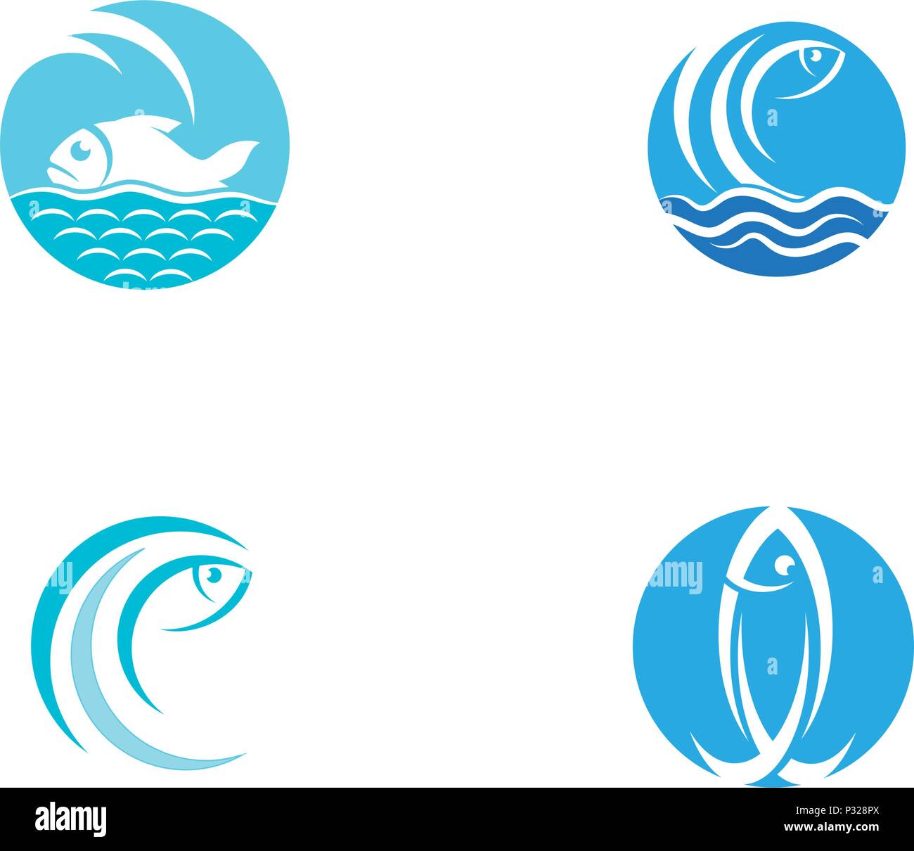 Logo poisson symbole icône vecteur de création de modèle Image ...