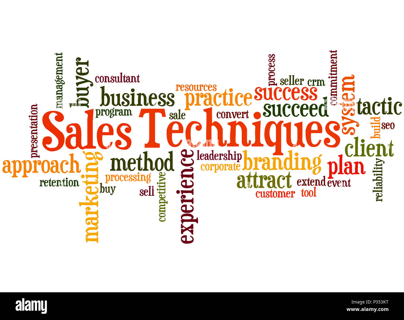 Techniques de vente, mot concept cloud sur fond blanc Photo Stock - Alamy