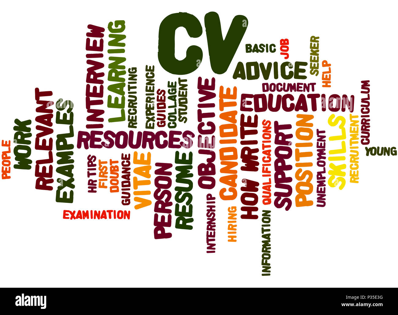 CV, curriculum vitae, mot concept cloud sur fond blanc Photo Stock - Alamy