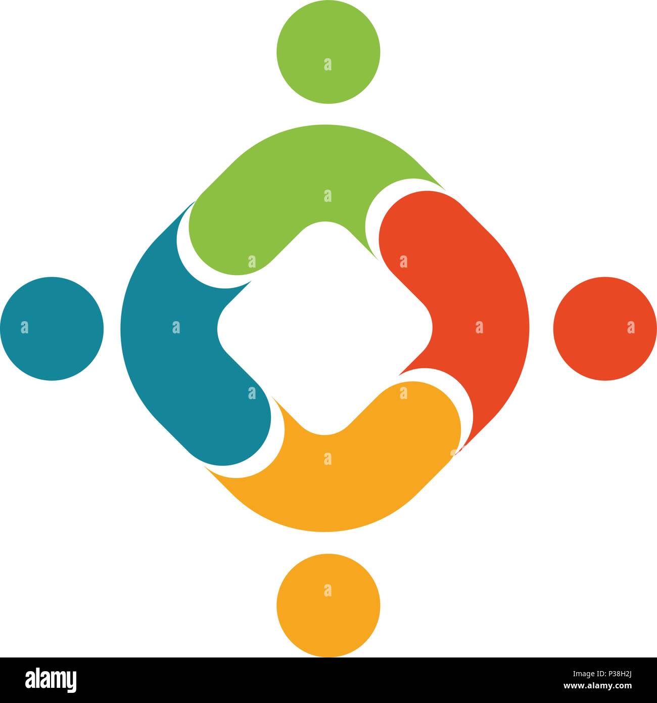 Logo humain, l'icône d'aide mutuelle, les gens abstract logotype. Les ...