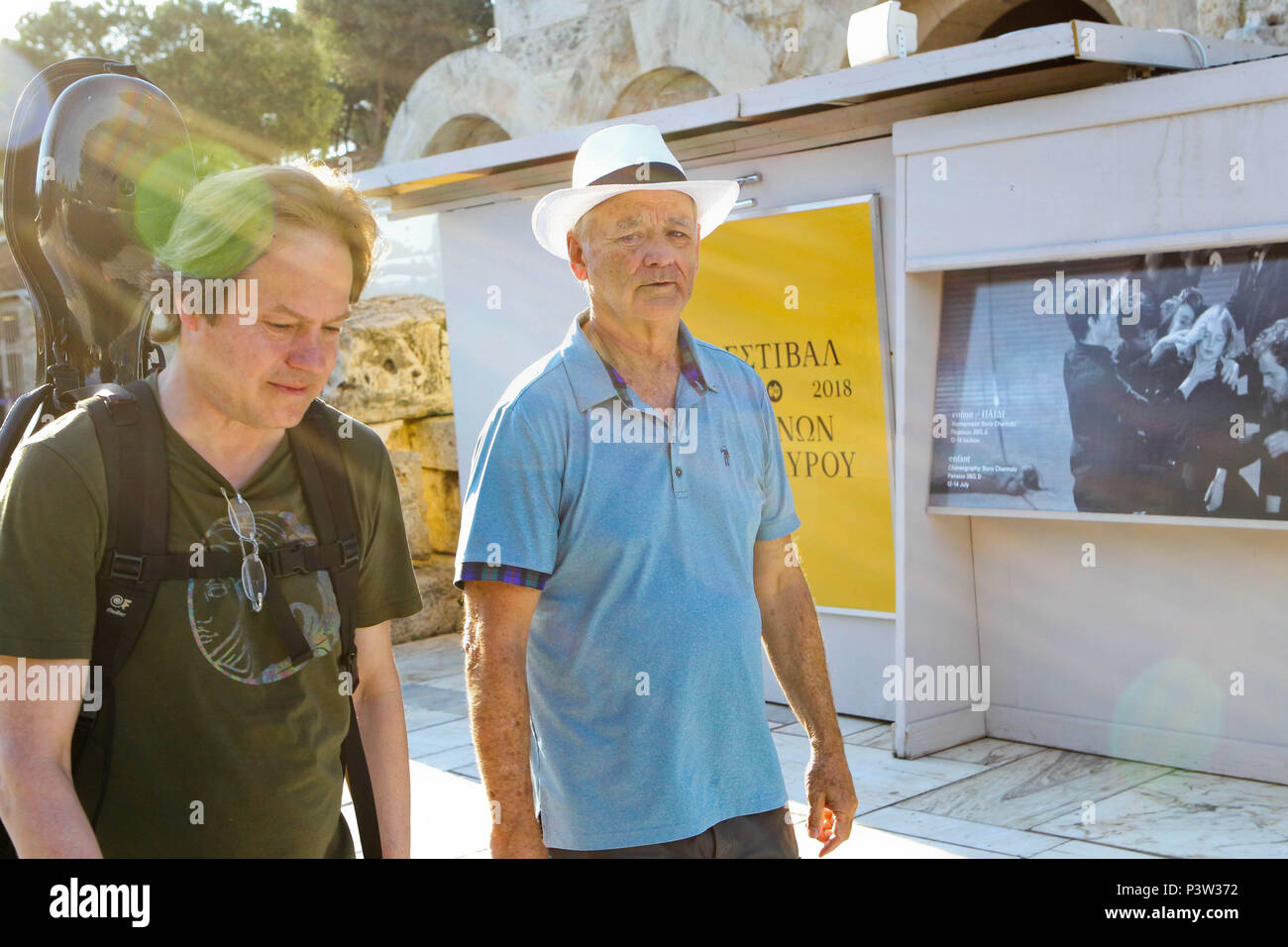 Athènes, Grèce. 19 Juin, 2018. Acteur BILL MURRAY(R) avec Jan Vogler de ...
