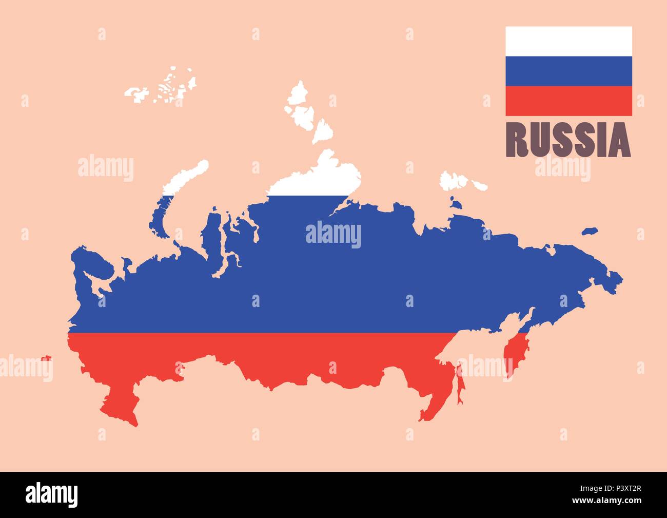 Carte de la Russie avec l'arrière-plan du pavillon. Vector illustration ...