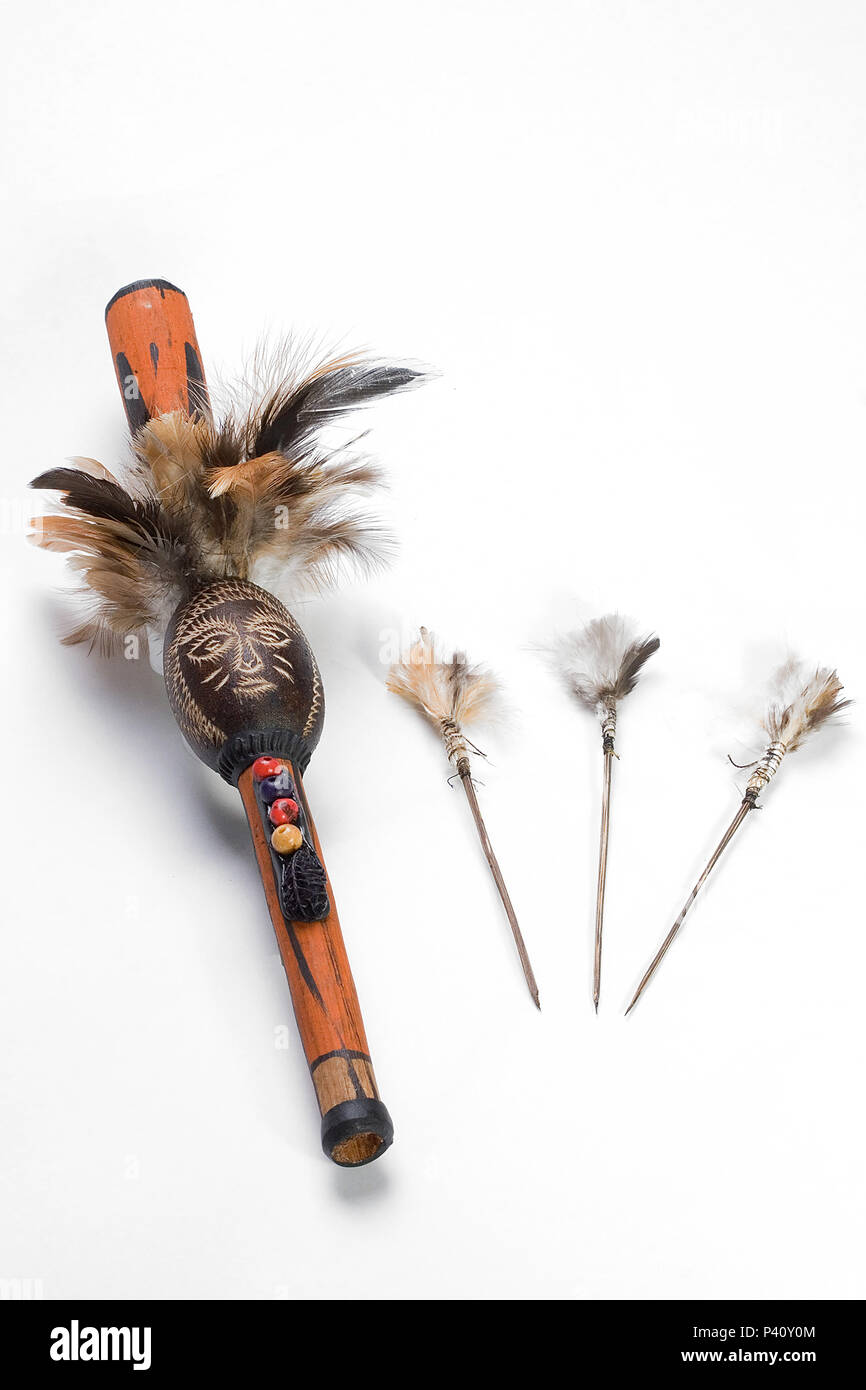 Zarabatana Etnia Artesanato Macuxi Indígena Pena bambu cabaça Roraima ...