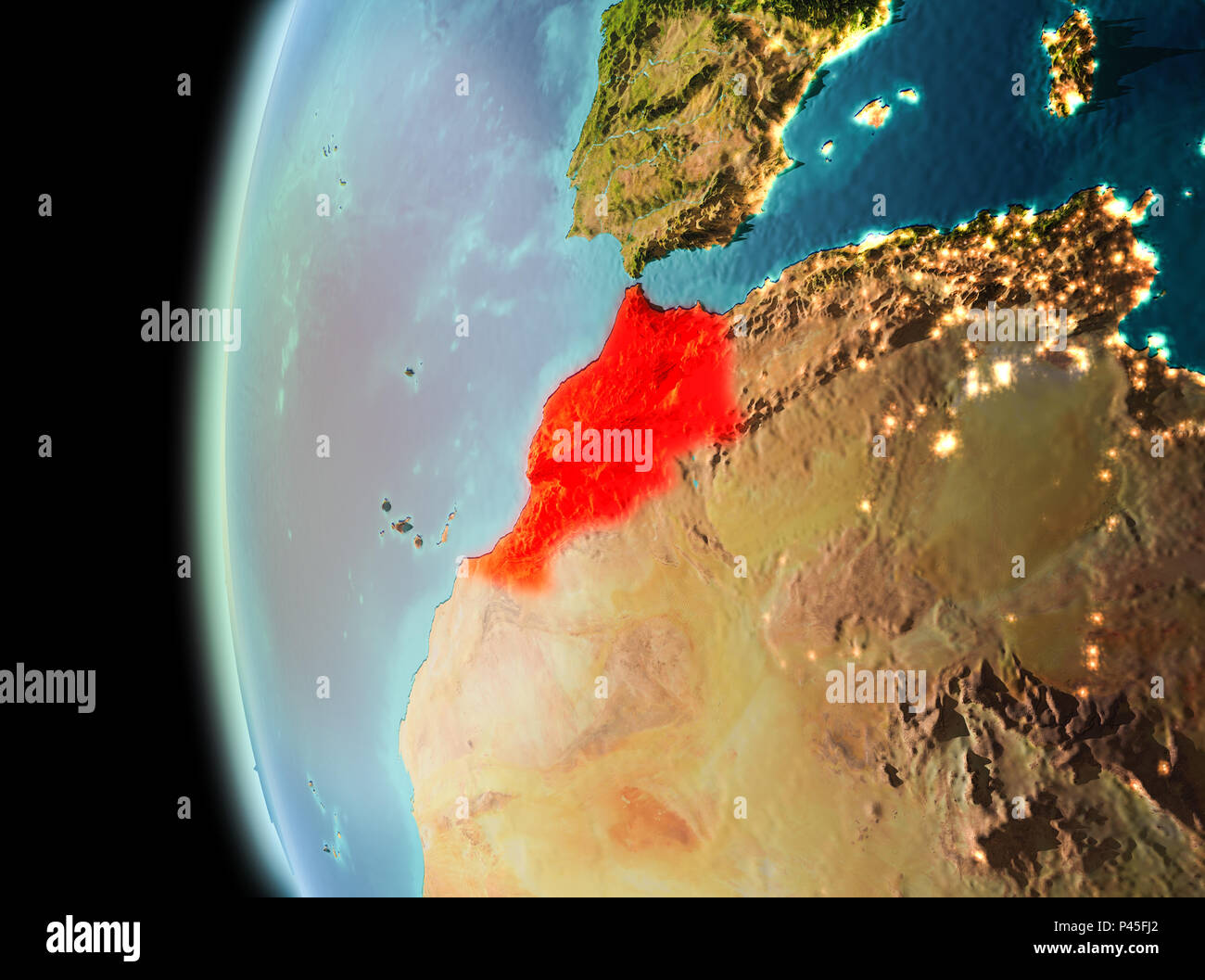 Carte du maroc vu par satellite Banque de photographies et d’images à ...