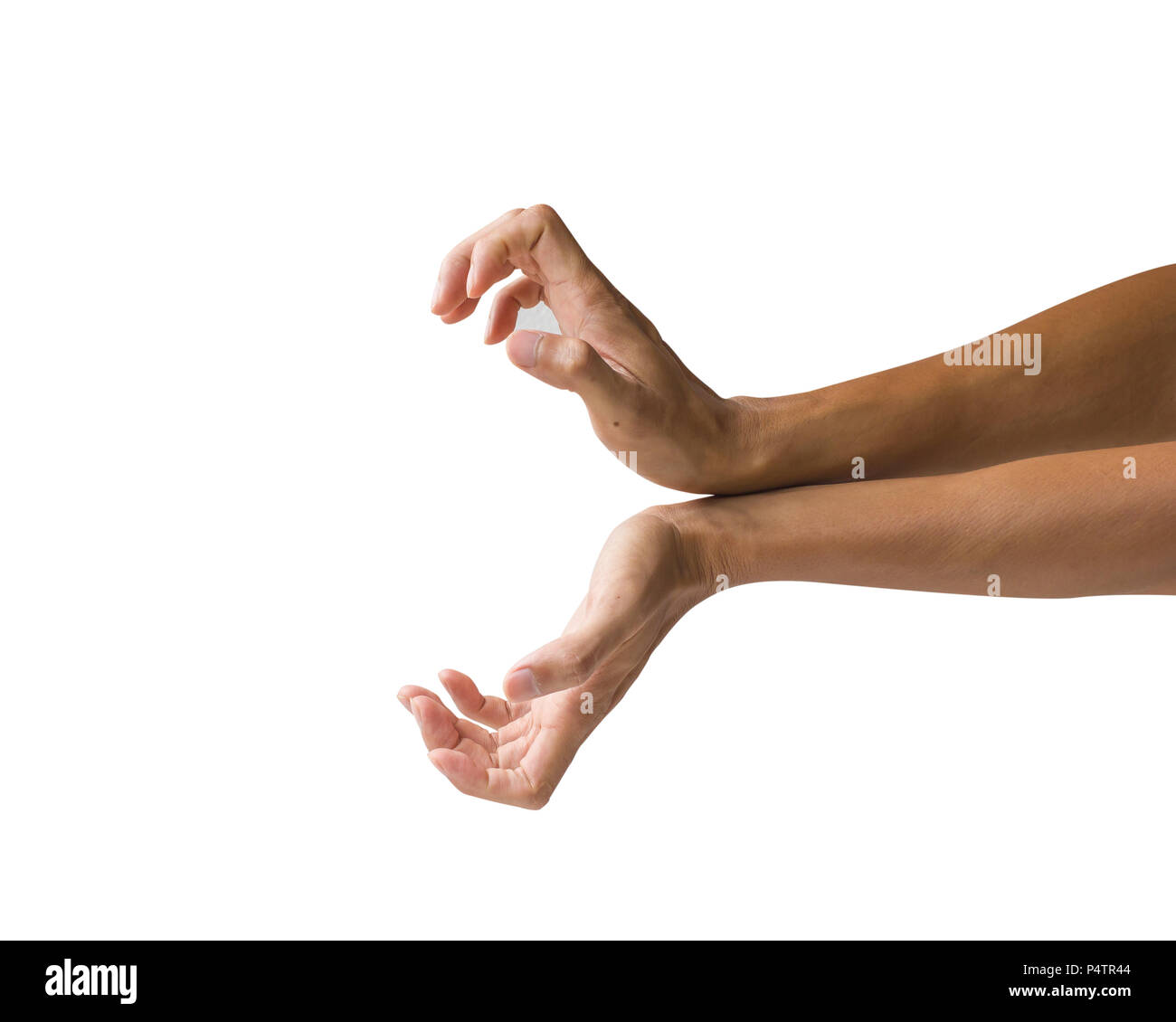 Les gestes de la main chemin isolé sur fond blanc. Part imitant la ...