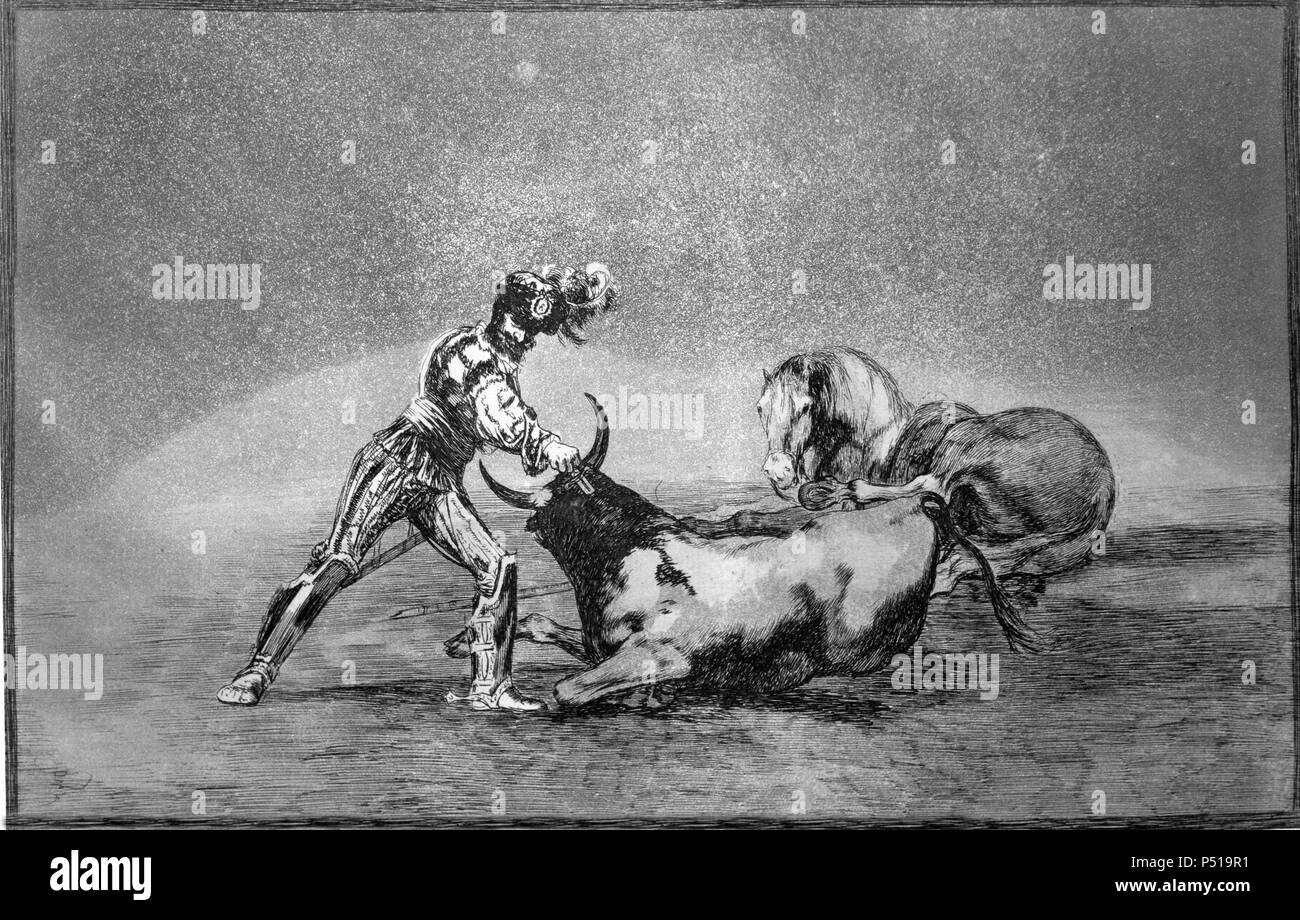 Francisco de goya bullfight Banque d'images noir et blanc - Alamy