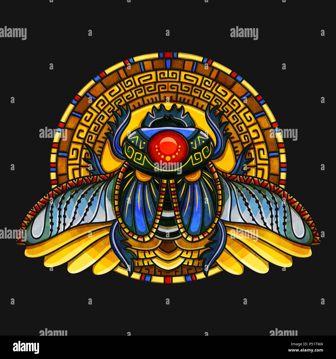 Scarabée égyptien symbole de pharaon, dieux Ra, le soleil. Conception ...
