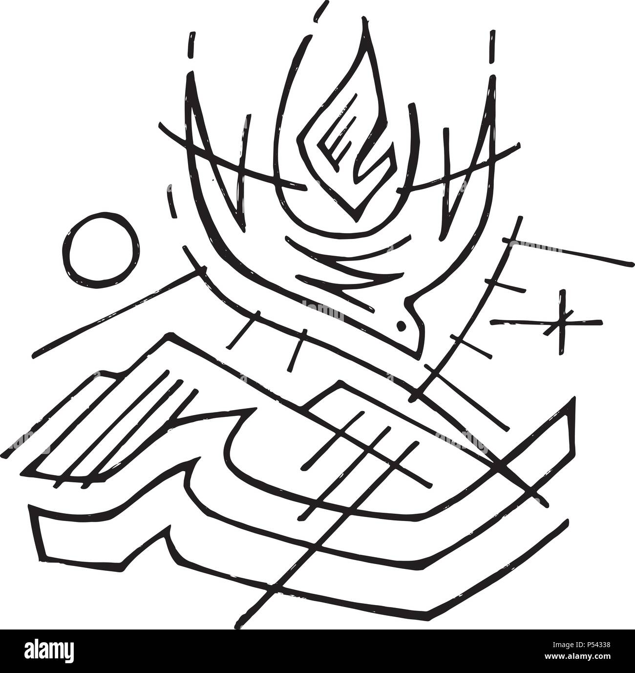 Hand drawn vector illustration crayon ou un dessin de l'Esprit Saint et ...