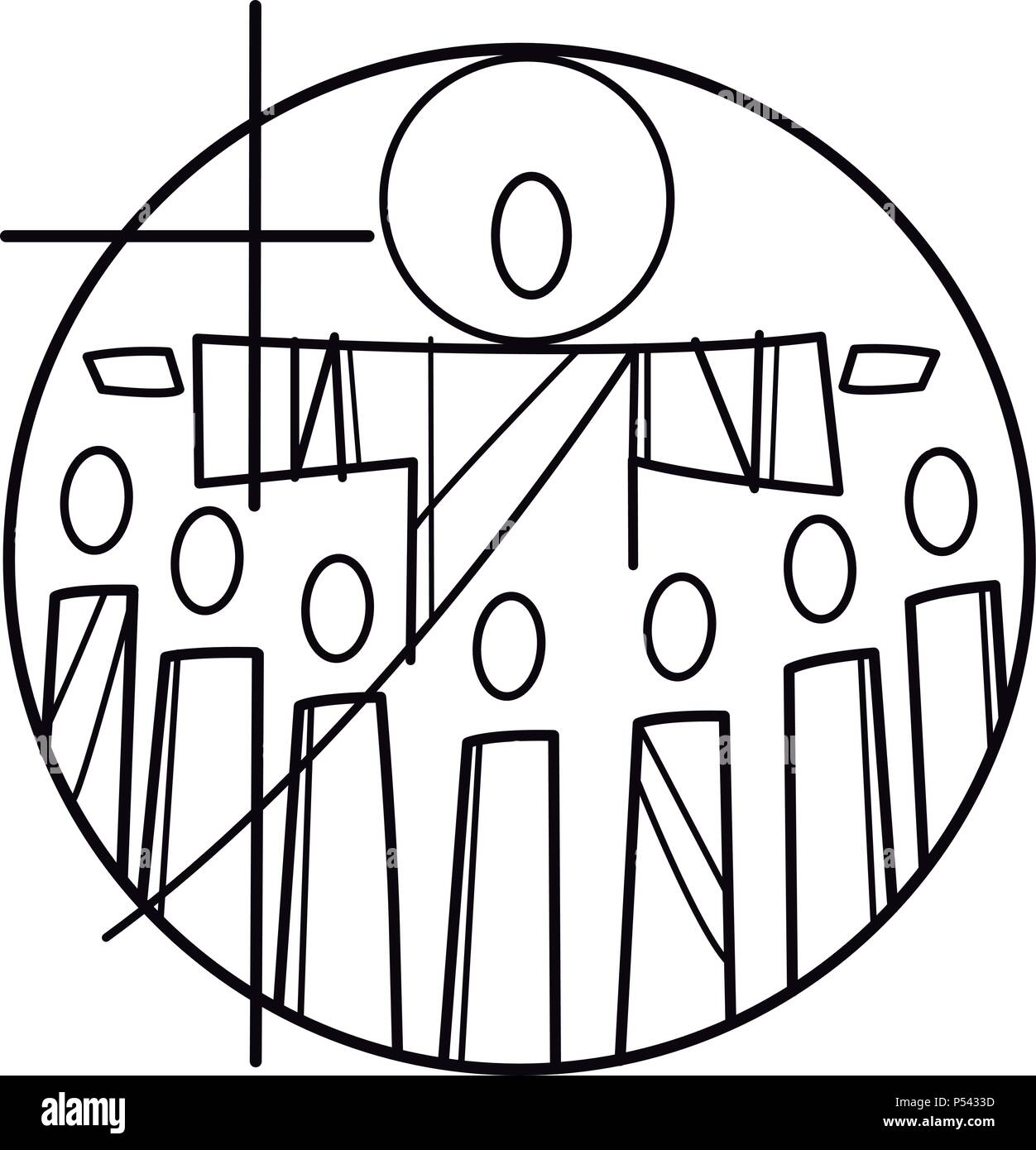 Hand drawn vector illustration ou dessin de Jésus Christ à ses ...