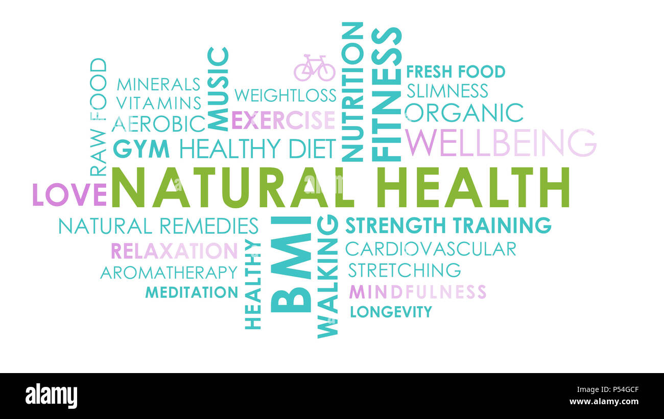 Santé et le bien-être liés nuage de mots de texte sur fond blanc Photo ...