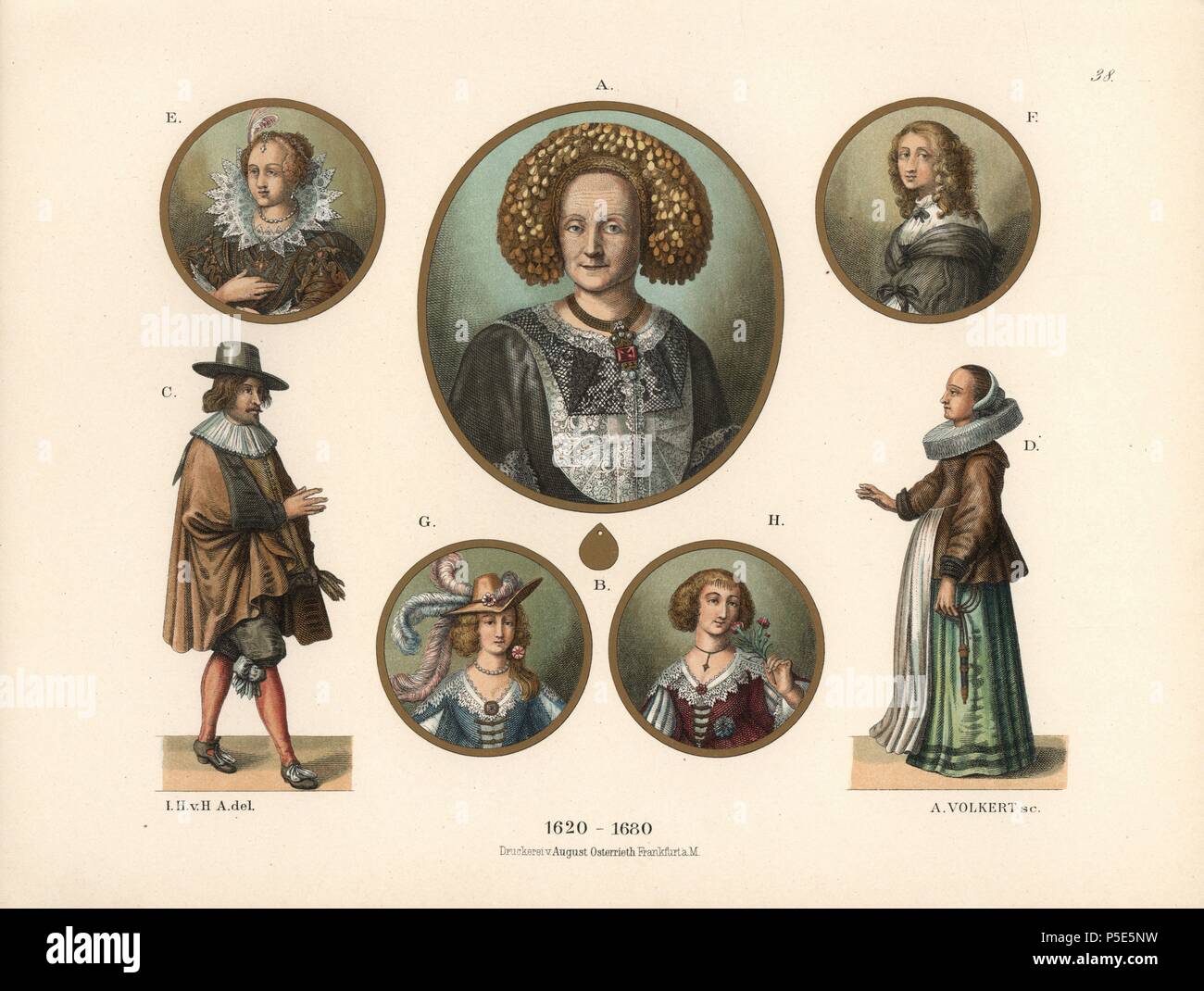 Costumes du milieu du xviie siècle, dont un portrait de Regina ...