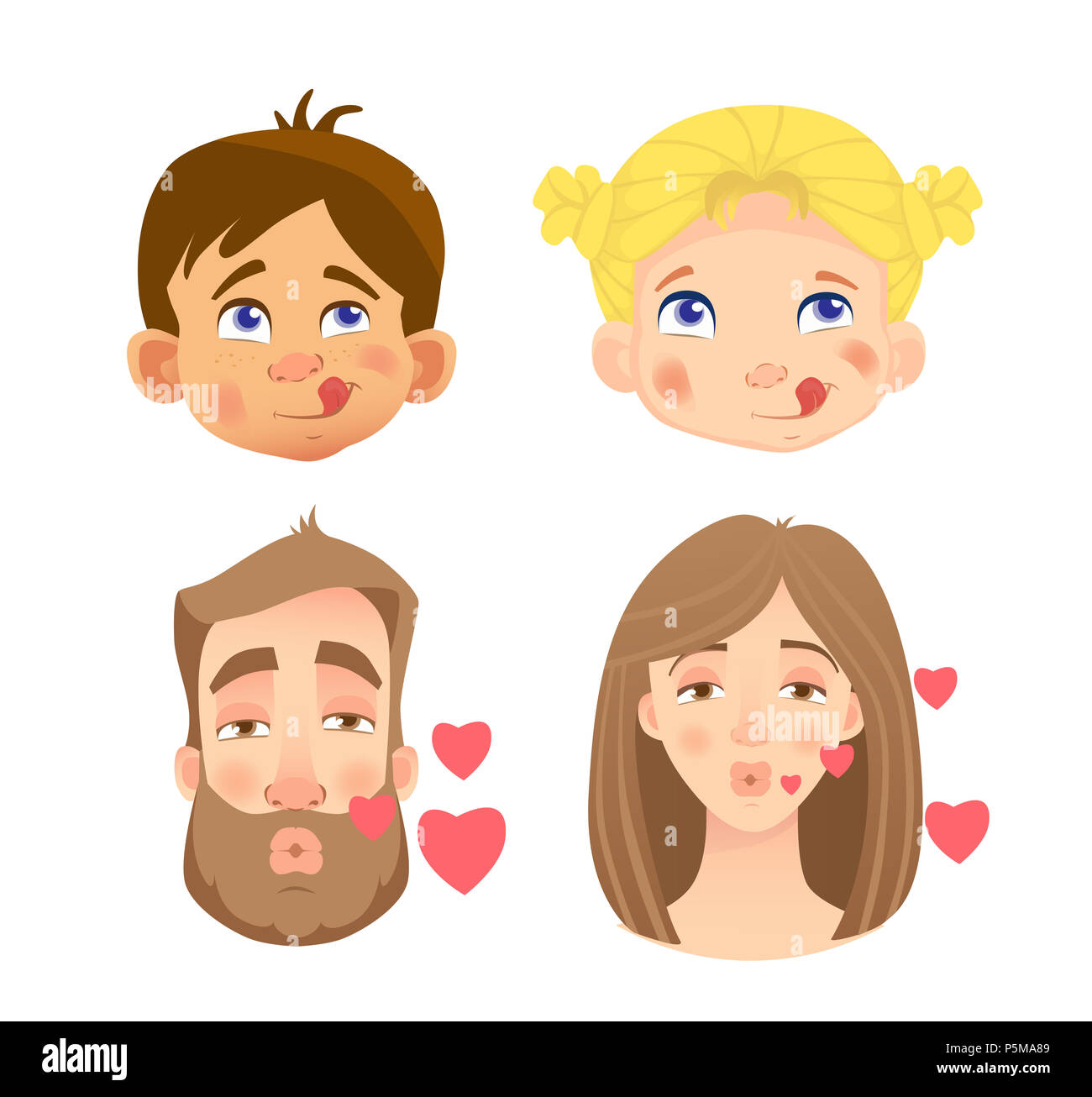 Émotions de visage humain. Ensemble de visages humains exprimant des ...