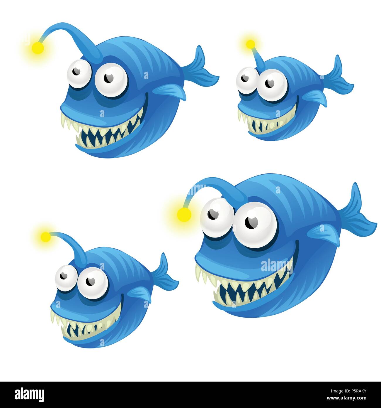 Ensemble de cartoon poisson isolé sur fond blanc. Cartoon Vector ...