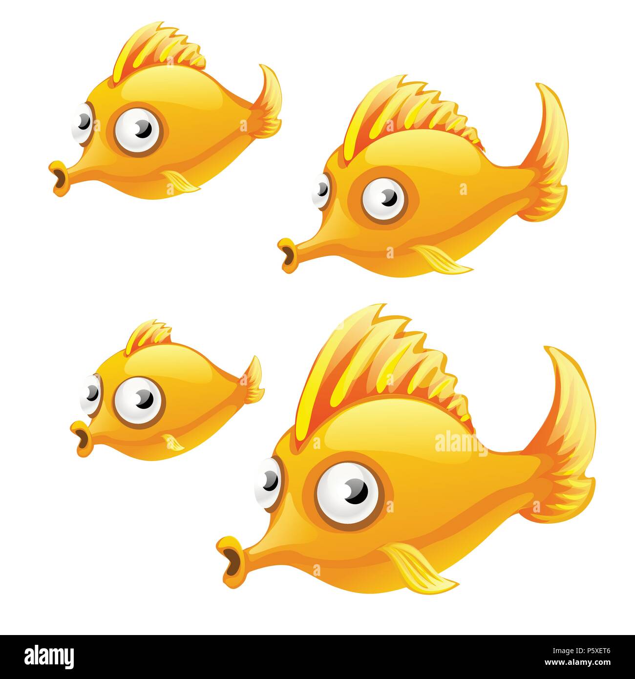 Ensemble de cartoon poisson isolé sur fond blanc. Cartoon Vector ...