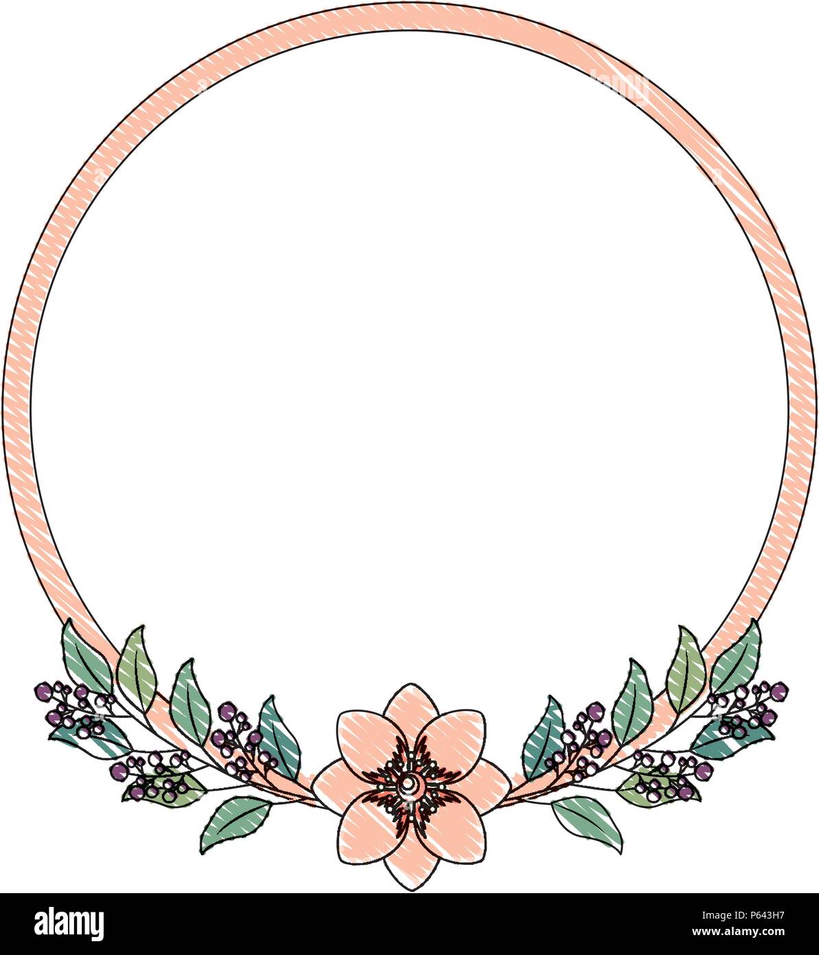 Frame ronde décoration feuilles dessin illustration vectorielle Image ...