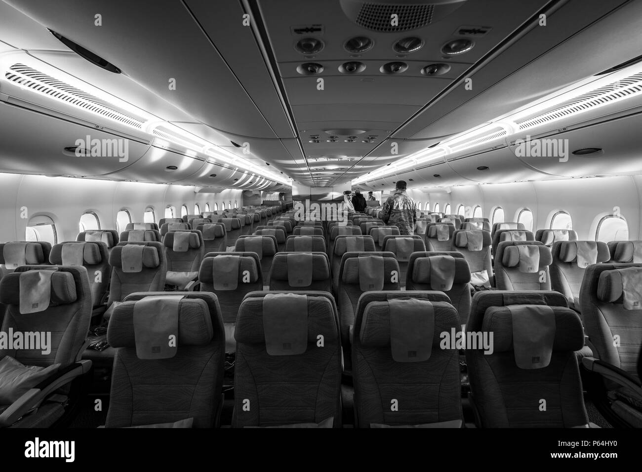 L'intérieur d'une économie de classe le plus grand avion Airbus A380 ...