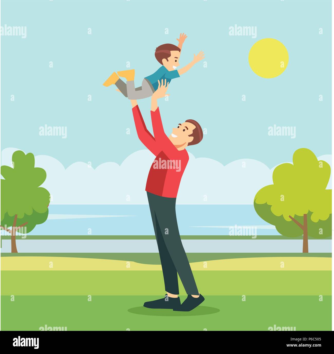 Enfants Heureux Dans Larbre Banque Dimages Vectorielles Alamy
