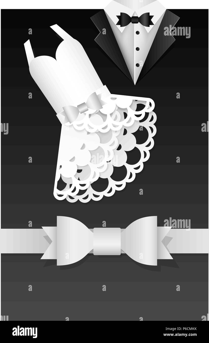 Carte d'invitation de mariage coupe papier art abstrait - robe de ...