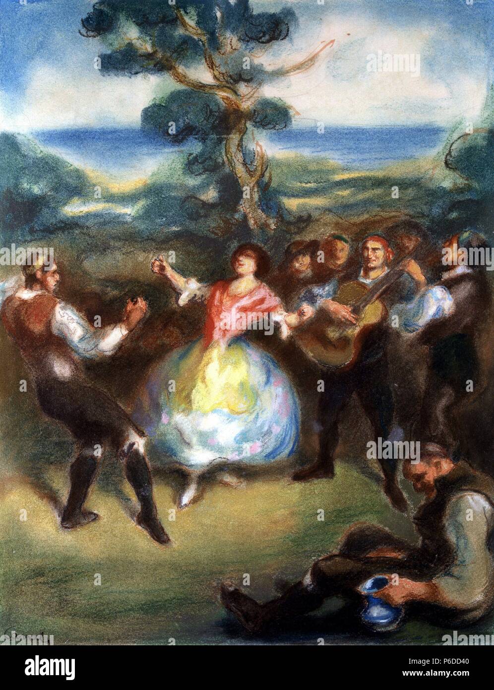 Canaux, RICARDO. PINTOR ESPAÑOL. Barcelone 1877-1931. ' ' LA JOTA ...