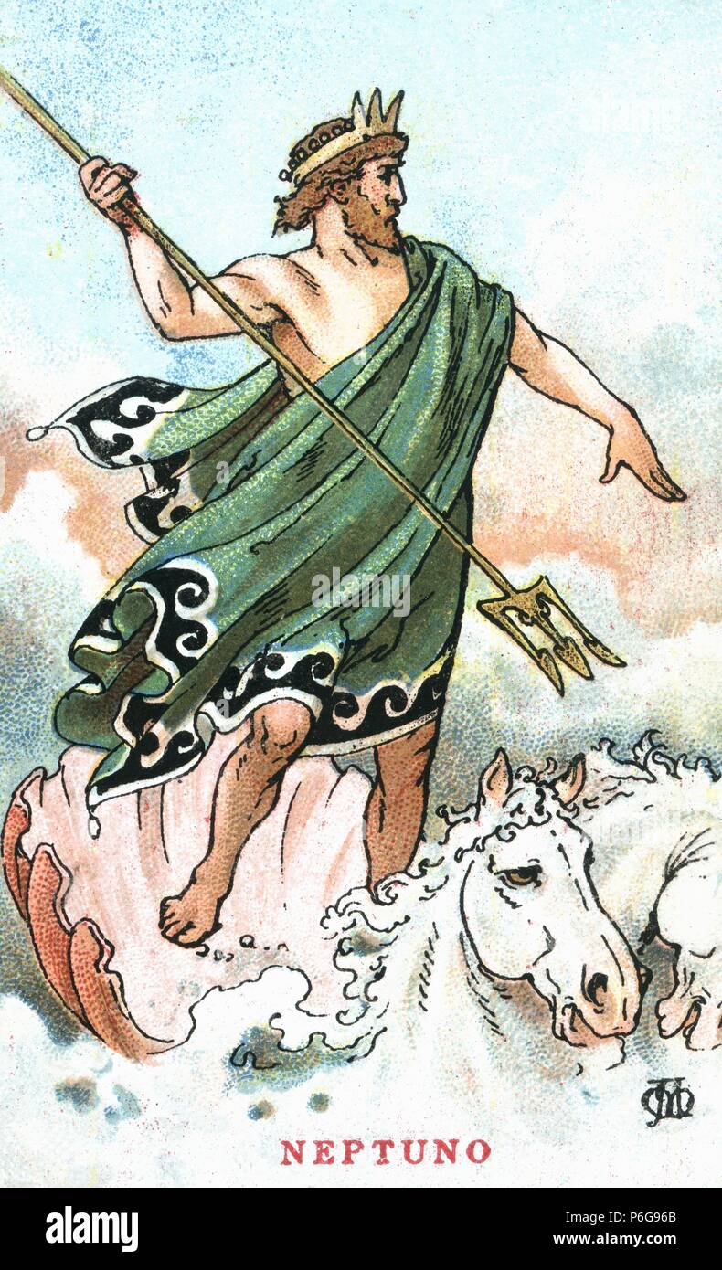 Mitología. Neptuno, en griego Poseidón, hijo de Saturno, hermano de ...