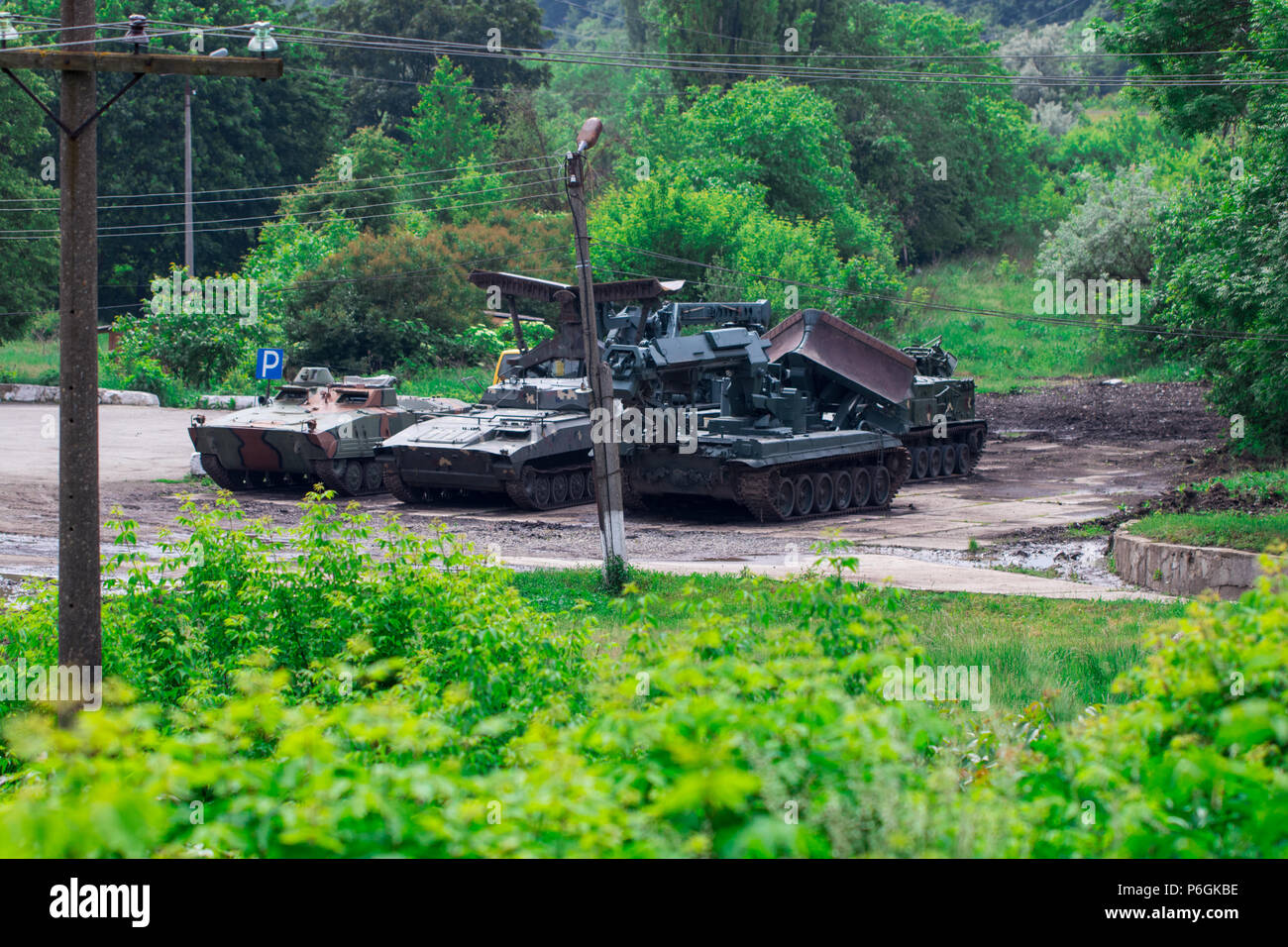 Ancien matériel de génie militaire dans le stationnement Photo Stock ...