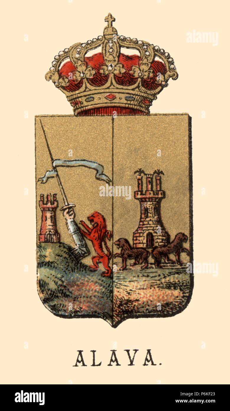 España. Heráldica. Escudo de Armas de la provincia de Alava. La gravure ...