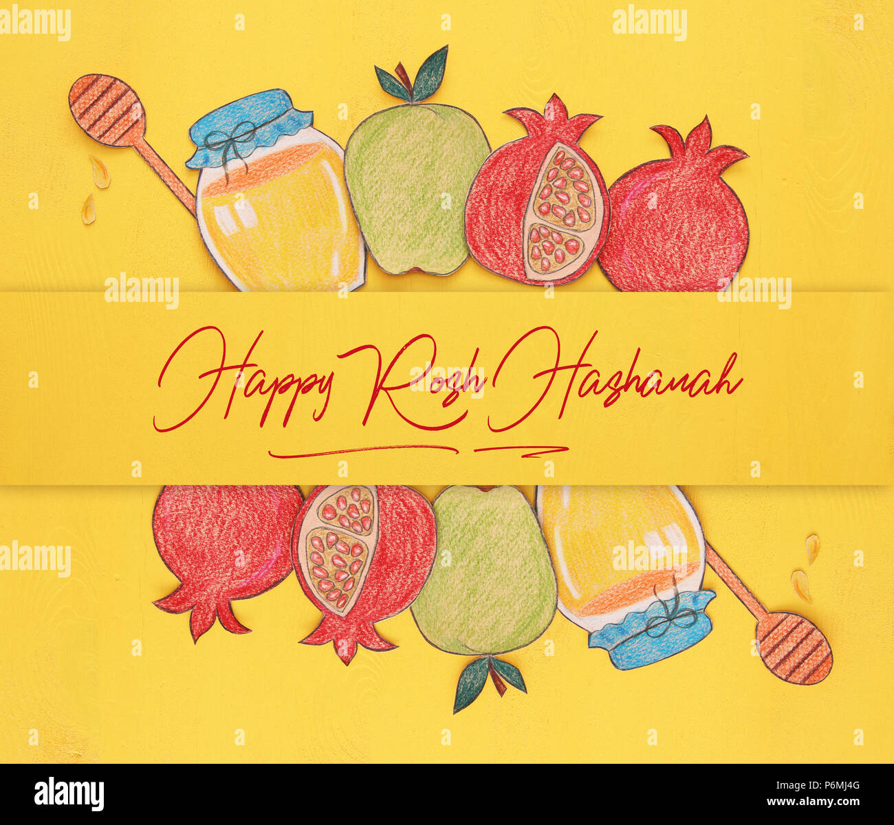 Rosh Hashanah (le Nouvel an juif) concept. Symboles traditionnels et ...