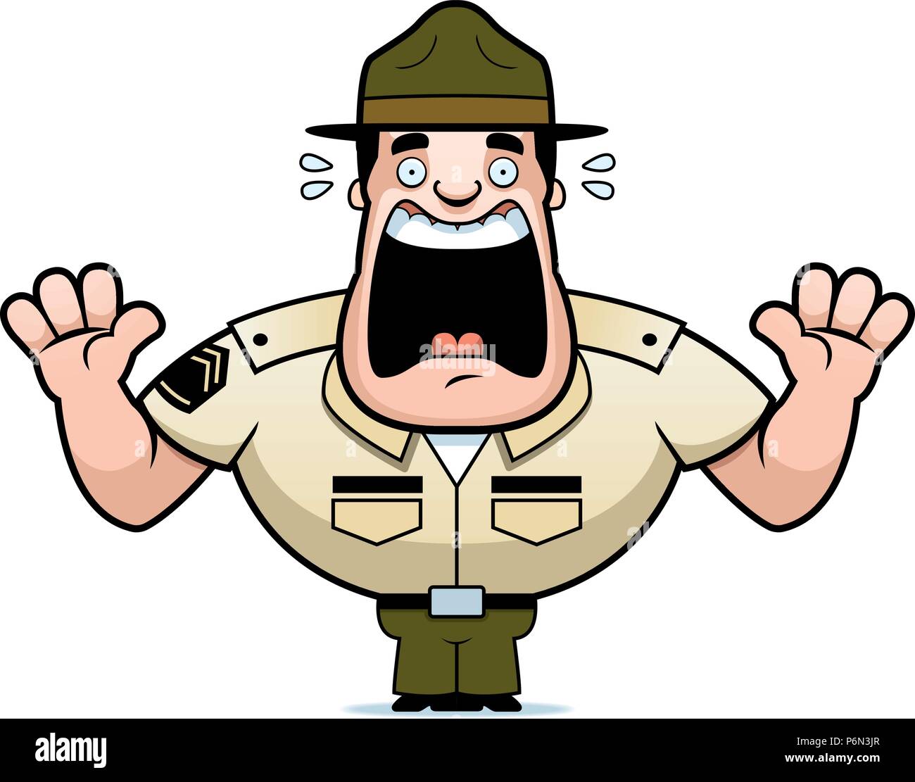 Un cartoon illustration d'un drill sergeant peur et crier Image ...