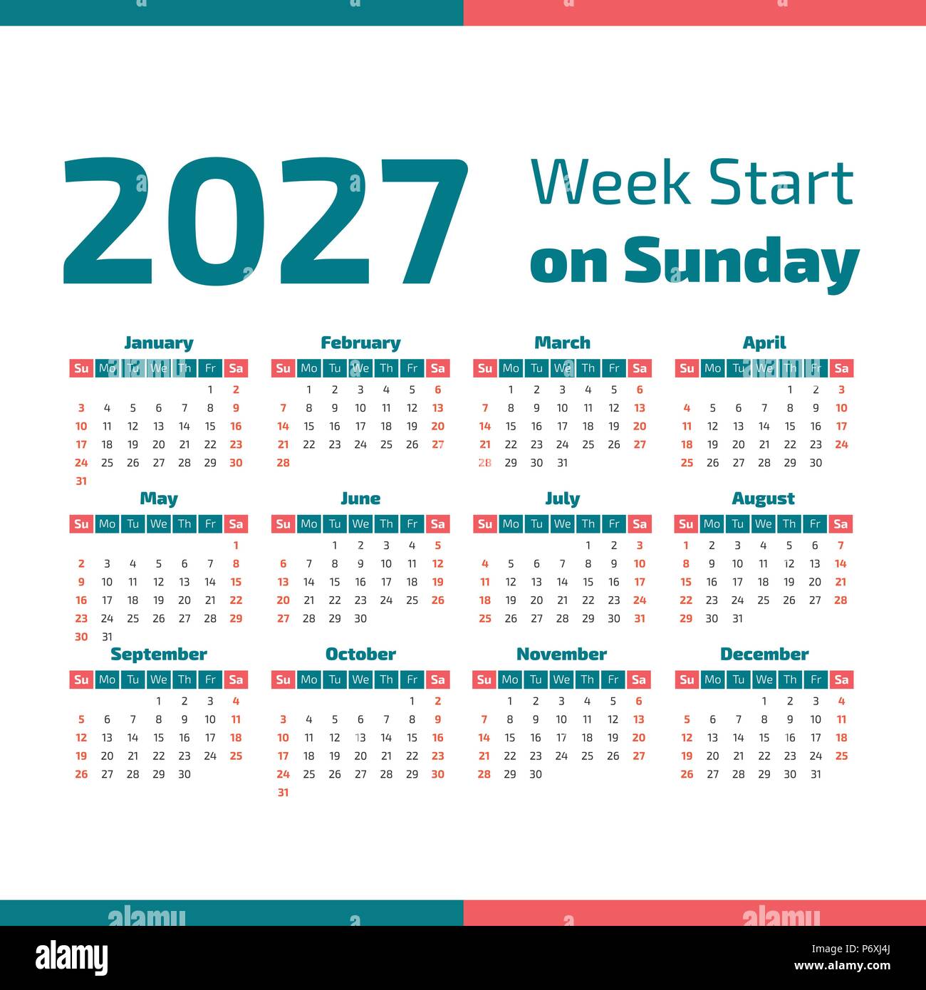 Calendrier 2027 Banque de photographies et d’images à haute résolution ...