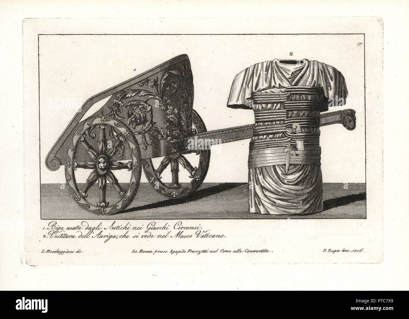 Deux chevaux char romain (Biga) utilisés dans Giuochi Circus, et une ...